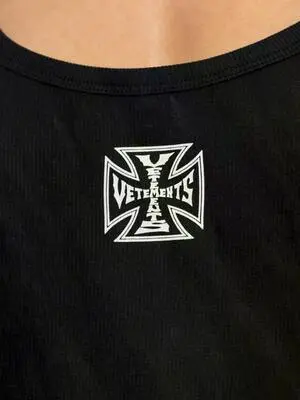 Vetements Logo-embroidered Bodysuit - Black