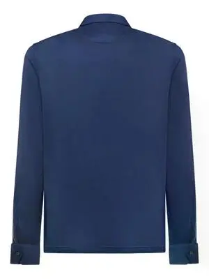 Fedeli Buttoned Long-sleeve Polo Shirt - Blue