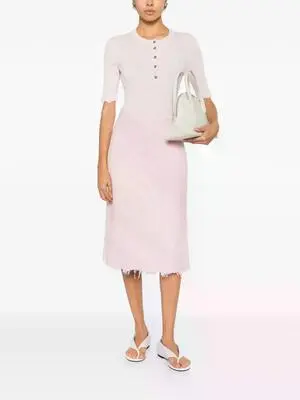 ALLUDE Button-fastening Ribbed Top