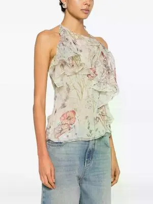 Alexander McQueen Floral-print Top - Neutrals