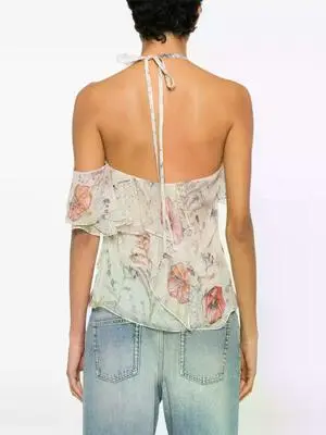 Alexander McQueen Floral-print Top - Neutrals