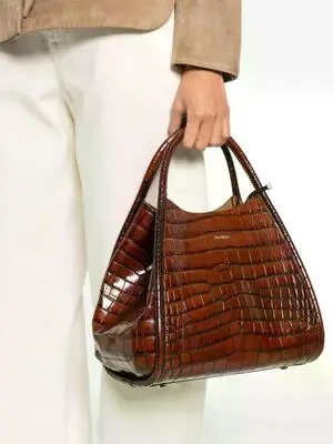 Max Mara Embossed Croc Effect Tote
