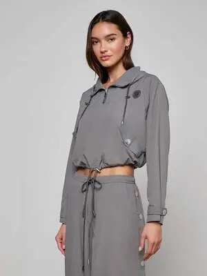 L'Agence Bronwyn Cropped Windbreaker - Medium Grey
