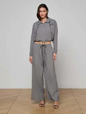 L'Agence Bronwyn Cropped Windbreaker - Medium Grey