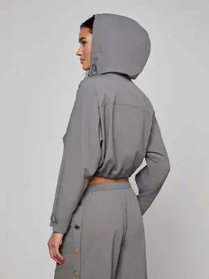 L'Agence Bronwyn Cropped Windbreaker - Medium Grey