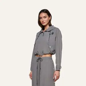 L'Agence Bronwyn Cropped Windbreaker - Medium Grey