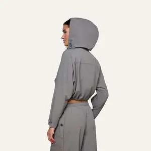 L'Agence Bronwyn Cropped Windbreaker - Medium Grey