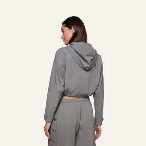 L'Agence Bronwyn Cropped Windbreaker - Medium Grey
