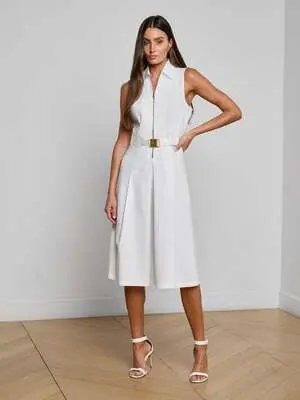 L'Agence Kylo Poplin Shirt Dress - White