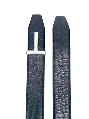 TOM FORD Crocodile-effect Leather Belt