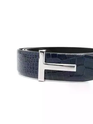 TOM FORD Crocodile-effect Leather Belt