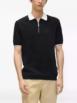 Karl Lagerfeld Contrast-collar Half-zip Polo Shirt