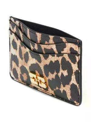 GANNI Bou Leopard-print Cardholder - Brown
