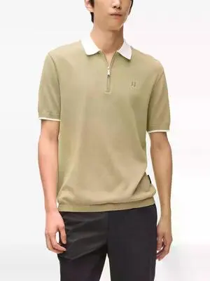 Karl Lagerfeld Contrast-collar Half-zip Polo Shirt - Neutrals