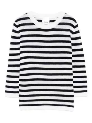 ALLUDE Striped Pattern Sweater