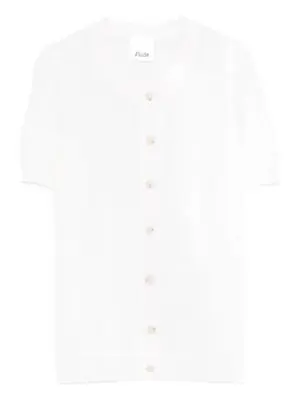 ALLUDE Button-fastening Short-sleeve Cardigan - White