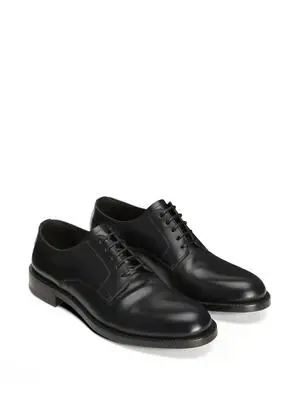 Dolce & Gabbana Logo Plaque Leather Derby Shoes - Blue