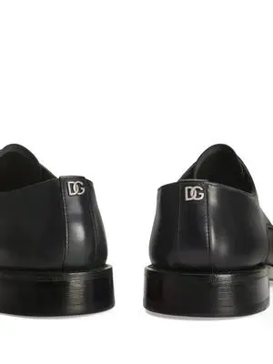 Dolce & Gabbana Logo Plaque Leather Derby Shoes - Blue