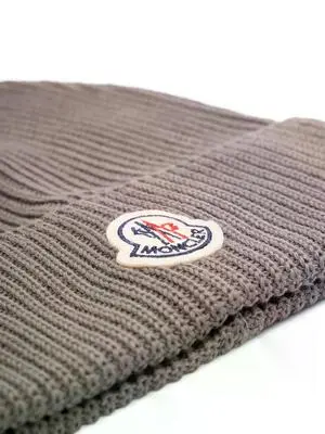 Moncler Ribbed Beanie With Logo Patch