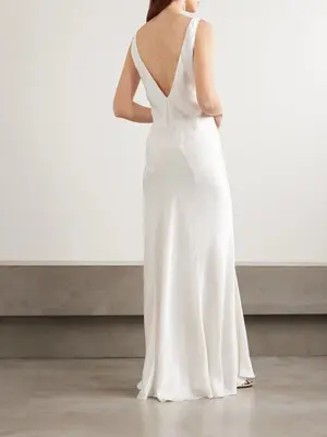 Olivia Von Halle Paloma Open-back Silk-satin Gown