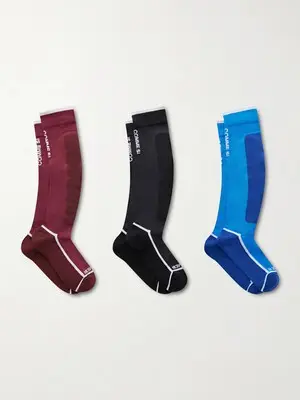 Comme Si Set Of Three Wool-blend Ski Socks - Multi
