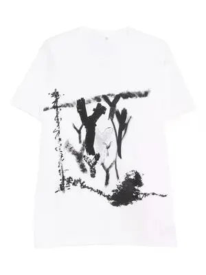 Y’s Cotton Printed T-shirt - White