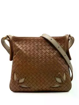 Bottega Veneta 2000-2007 Nappa Intrecciato Cutwork Crossbody Bag - Brown