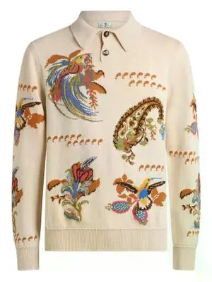 Etro Jacquard Polo Sweater - Neutrals