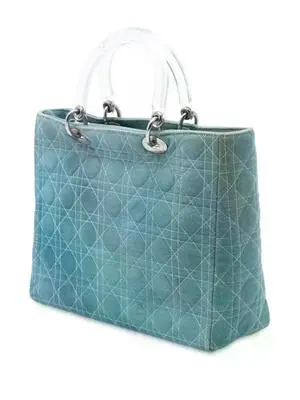 Dior 2000 Large Denim Cannage Lady Satchel - Blue