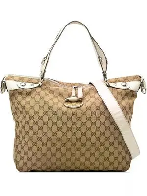 Gucci Gg Canvas Icon Bit Satchel - Brown