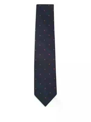 Isaia Floral Print Silk Neck Tie - Blue