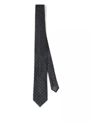 Brunello Cucinelli Geometric-patterned Silk Neck Tie - Grey
