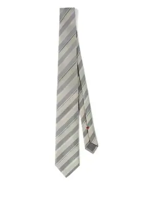 Brunello Cucinelli Striped Silk Neck Tie - Grey