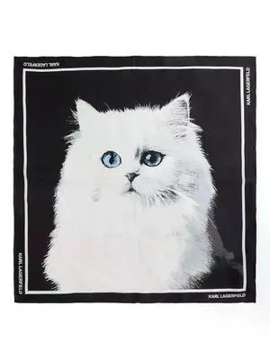 Karl Lagerfeld Ikon Choupette Silk Scarf - Black