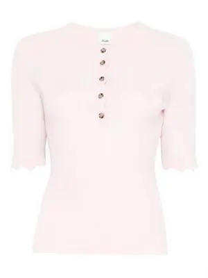ALLUDE Button-fastening Ribbed Top