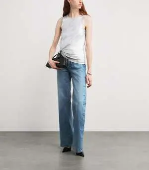 Paige Sasha Side Snap Wide Leg Jeans