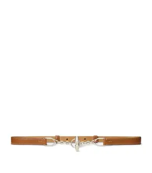 Ralph Lauren Leather Toggle Skinny Belt - Brown