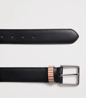 Paul Smith Leather Stripe Loop Belt - Black