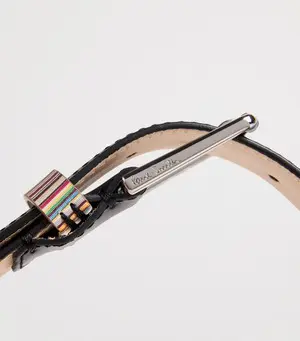 Paul Smith Leather Stripe Loop Belt - Black