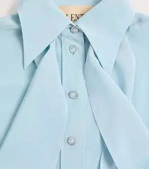 Valentino Garavani Silk Pussy-bow Blouse - Blue