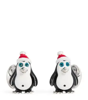 DEAKIN & FRANCIS Sterling Silver Christmas Penguin Cufflinks - White