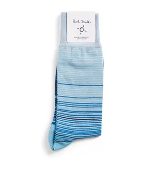 Paul Smith Organic Cotton-blend Marcel Stripe Socks - Blue