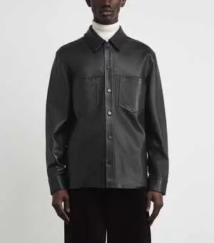 Simkhai Leather Long-sleeve Shirt