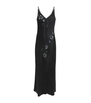 Carine Gilson Silk Embellished Sofia Slip Dress