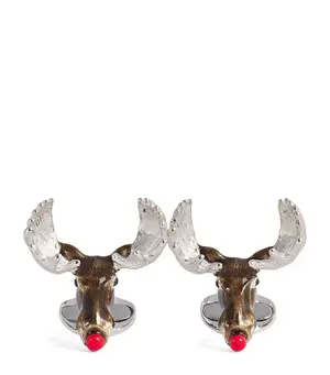DEAKIN & FRANCIS Sterling Silver Christmas Moose Cufflinks - Brown