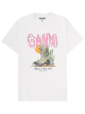 GANNI Printed T-shirt - White
