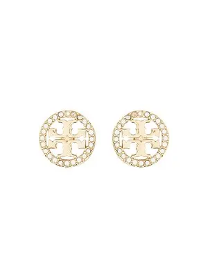 Tory Burch Miller Logo Earrings - Gold