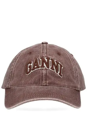 GANNI Baseball Cap With Logo - Brown