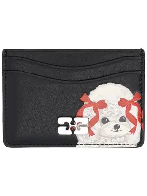 GANNI Leather Card Holder - Black