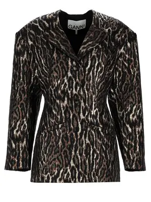 GANNI Animal Print Blazer - Animalier